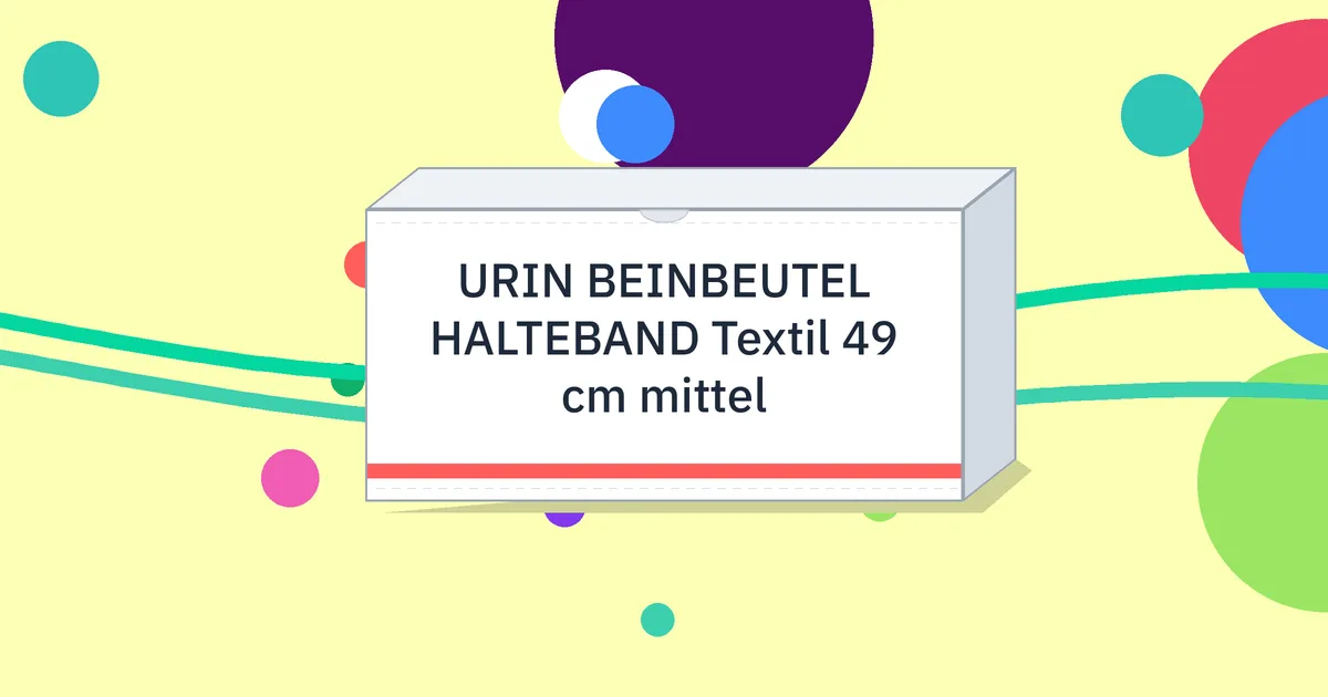 Symbolbild: Packung mit der Aufschrift URIN BEINBEUTEL HALTEBAND Textil 49 cm mittel (PZN 00541782) – Verfügbarkeit und Bezug in Apotheken in Frankfurt am Main