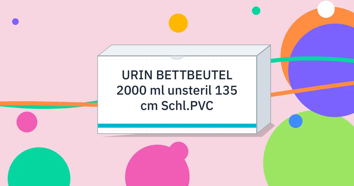 Symbolbild: Packung mit der Aufschrift URIN BETTBEUTEL 2000 ml unsteril 135 cm Schl.PVC (PZN 16143026) – Verfügbarkeit und Bezug in Apotheken in Frankfurt am Main