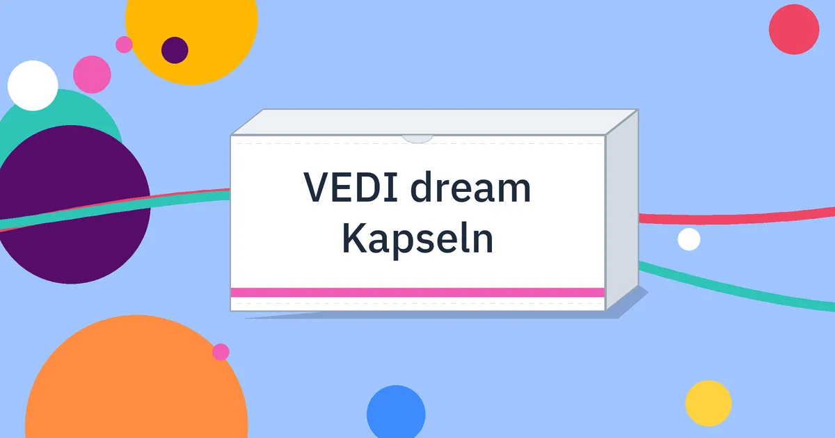 Symbolbild: Packung mit der Aufschrift VEDI dream Kapseln (PZN 19350518) – Verfügbarkeit und Bezug in Apotheken in Frankfurt am Main