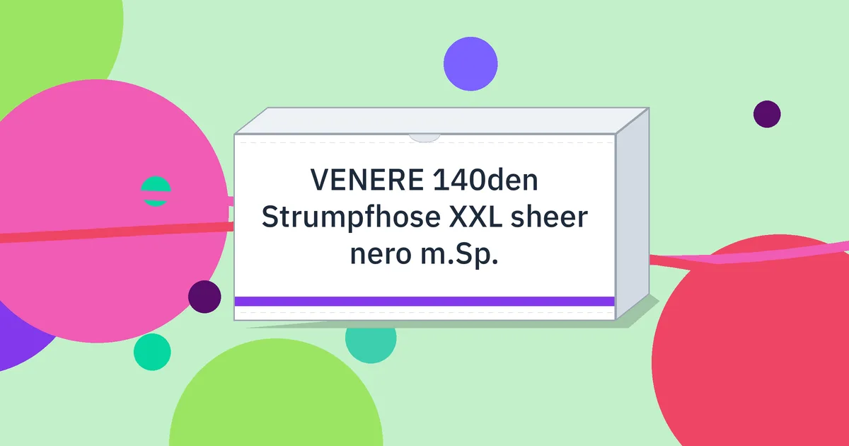 Symbolbild: Packung mit der Aufschrift VENERE 140den Strumpfhose XXL sheer nero m.Sp. (PZN 16171471) – Verfügbarkeit und Bezug in Apotheken in Frankfurt am Main