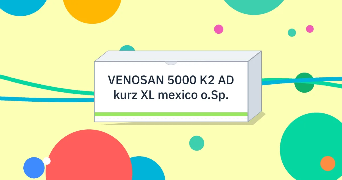 Symbolbild: Packung mit der Aufschrift VENOSAN 5000 K2 AD kurz XL mexico o.Sp. (PZN 14429988) – Verfügbarkeit und Bezug in Apotheken in Frankfurt am Main