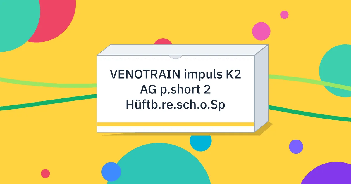 Symbolbild: Packung mit der Aufschrift VENOTRAIN impuls K2 AG p.short 2 Hüftb.re.sch.o.Sp (PZN 10293368) – Verfügbarkeit und Bezug in Apotheken in Frankfurt am Main