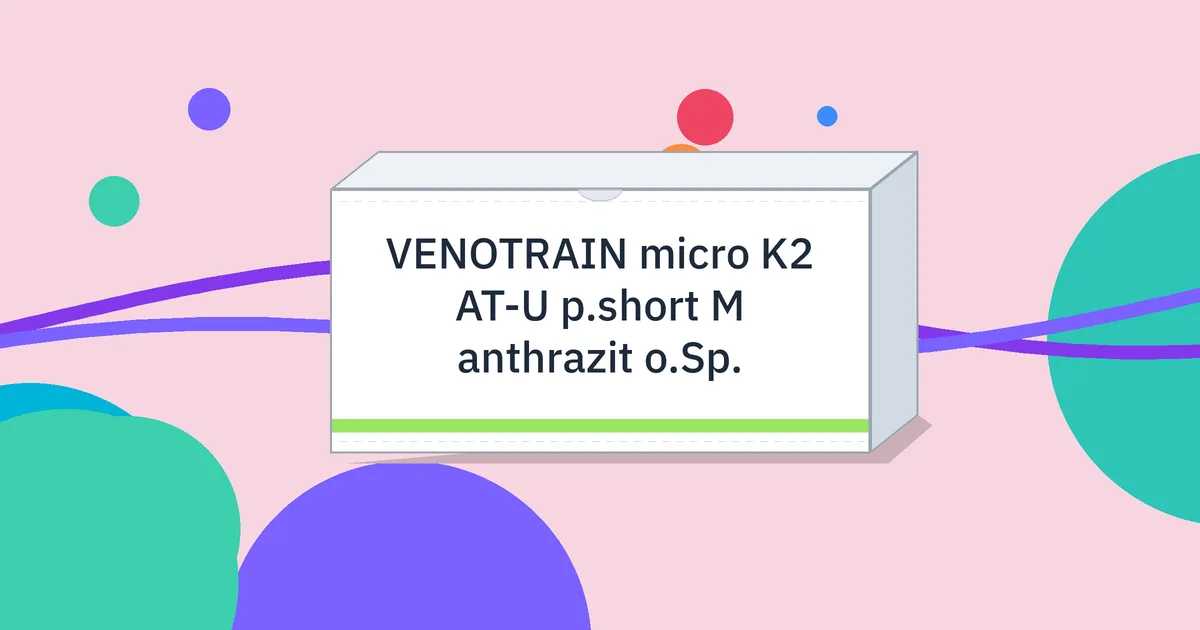 Symbolbild: Packung mit der Aufschrift VENOTRAIN micro K2 AT-U p.short M anthrazit o.Sp. (PZN 11060927) – Verfügbarkeit und Bezug in Apotheken in Frankfurt am Main