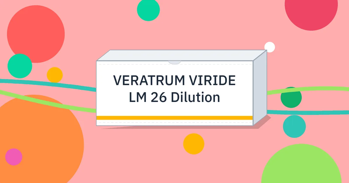 Symbolbild: Packung mit der Aufschrift VERATRUM VIRIDE LM 26 Dilution (PZN 13265579) – Verfügbarkeit und Bezug in Apotheken in Frankfurt am Main