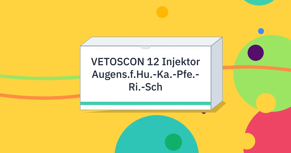 Symbolbild: Packung mit der Aufschrift VETOSCON 12 Injektor Augens.f.Hu.-Ka.-Pfe.-Ri.-Sch (PZN 02461900) – Verfügbarkeit und Bezug in Apotheken in Frankfurt am Main