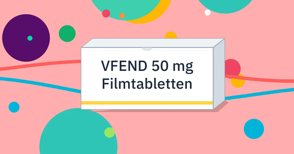 Symbolbild: Packung mit der Aufschrift VFEND 50 mg Filmtabletten (PZN 02704567) – Verfügbarkeit und Bezug in Apotheken in Frankfurt am Main