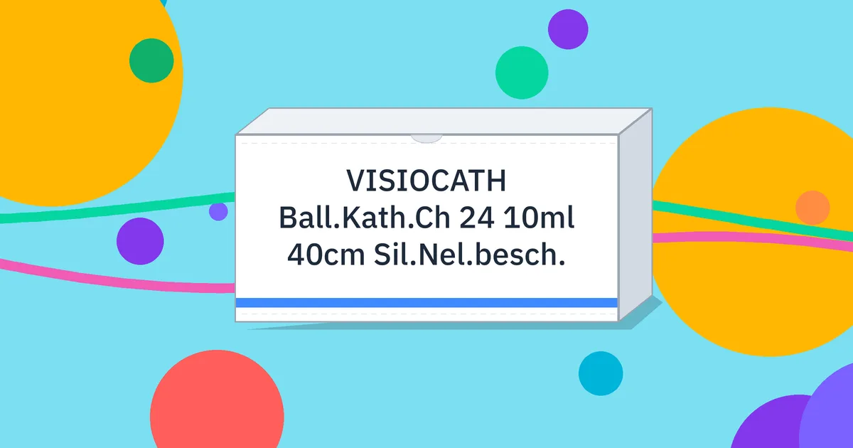 Symbolbild: Packung mit der Aufschrift VISIOCATH Ball.Kath.Ch 24 10ml 40cm Sil.Nel.besch. (PZN 18306076) – Verfügbarkeit und Bezug in Apotheken in Frankfurt am Main