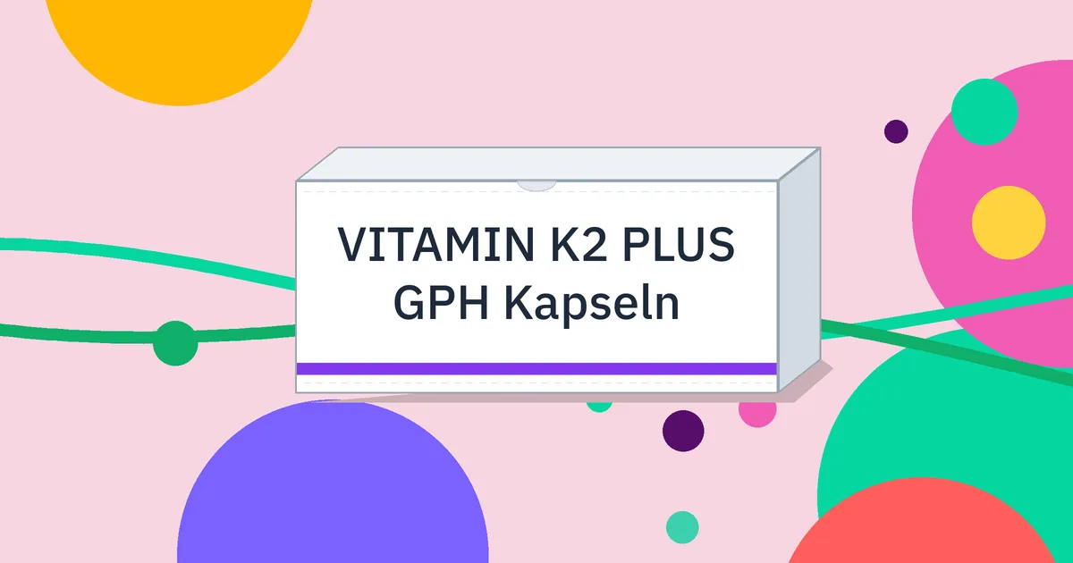 Symbolbild: Packung mit der Aufschrift VITAMIN K2 PLUS GPH Kapseln (PZN 11190096) – Verfügbarkeit und Bezug in Apotheken in Frankfurt am Main