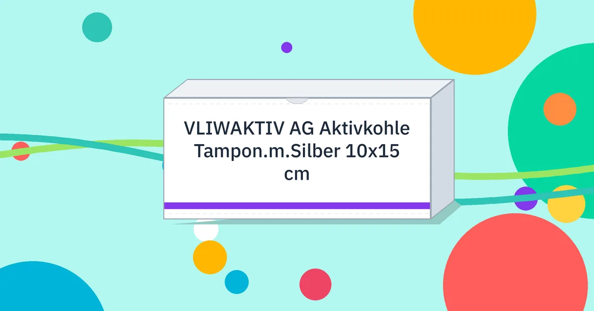 Symbolbild: Packung mit der Aufschrift VLIWAKTIV AG Aktivkohle Tampon.m.Silber 10x15 cm (PZN 15431355) – Verfügbarkeit und Bezug in Apotheken in Frankfurt am Main