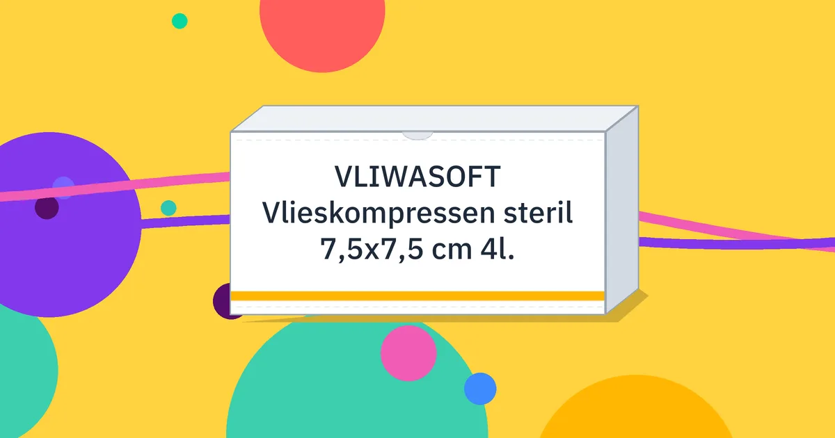 Symbolbild: Packung mit der Aufschrift VLIWASOFT Vlieskompressen steril 7,5x7,5 cm 4l. (PZN 06325571) – Verfügbarkeit und Bezug in Apotheken in Frankfurt am Main