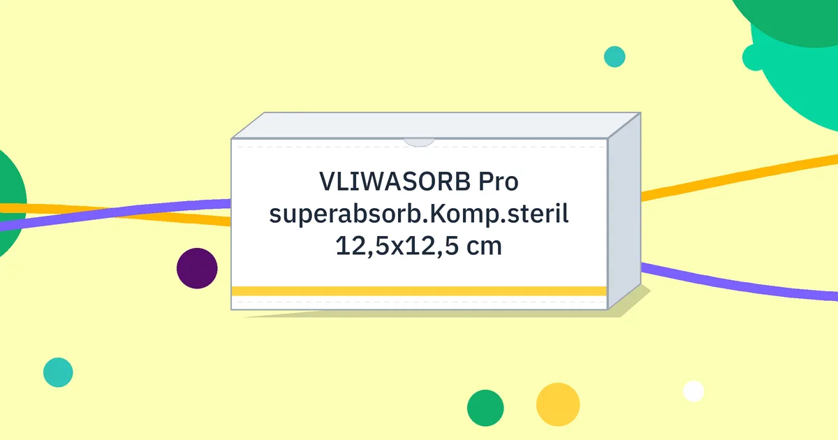 Symbolbild: Packung mit der Aufschrift VLIWASORB Pro superabsorb.Komp.steril 12,5x12,5 cm (PZN 16602712) – Verfügbarkeit und Bezug in Apotheken in Frankfurt am Main