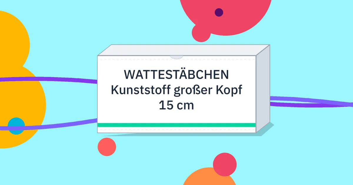 Symbolbild: Packung mit der Aufschrift WATTESTÄBCHEN Kunststoff großer Kopf 15 cm (PZN 02074712) – Verfügbarkeit und Bezug in Apotheken in Frankfurt am Main