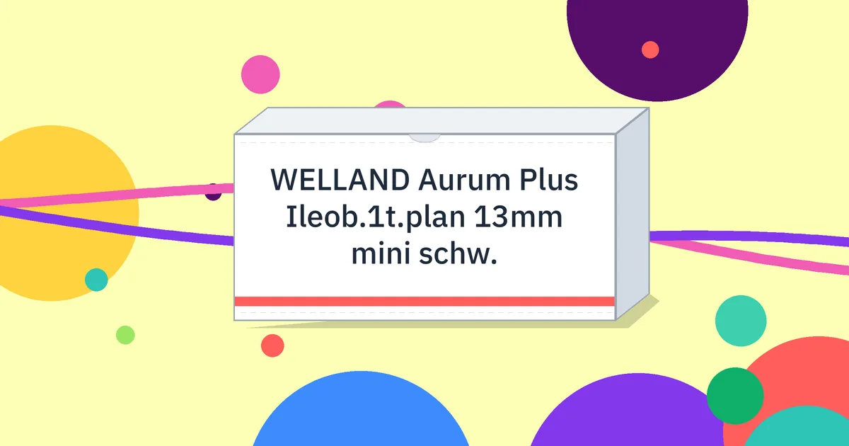 Symbolbild: Packung mit der Aufschrift WELLAND Aurum Plus Ileob.1t.plan 13mm mini schw. (PZN 17826431) – Verfügbarkeit und Bezug in Apotheken in Frankfurt am Main