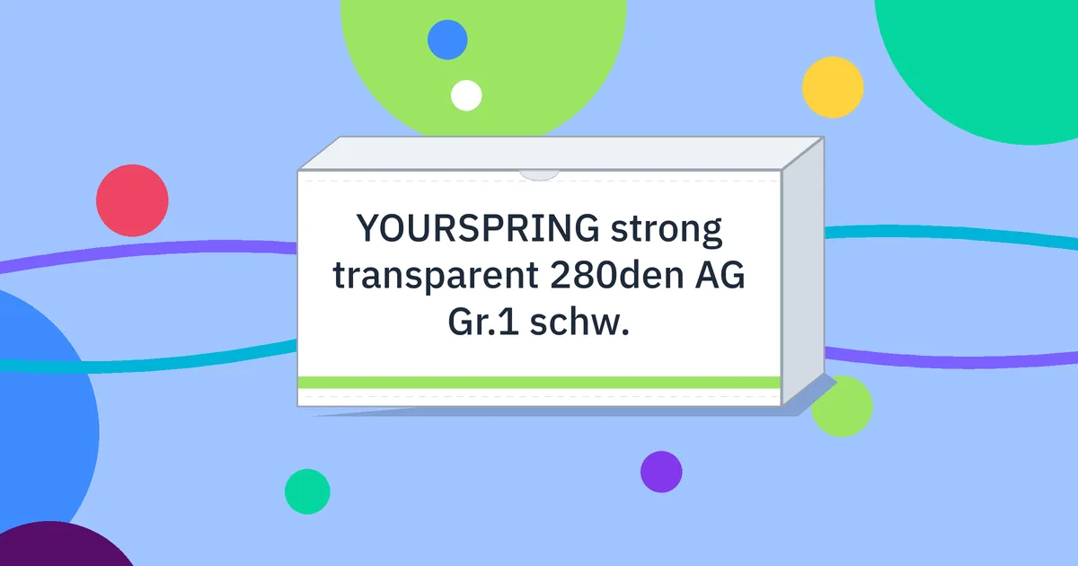 Symbolbild: Packung mit der Aufschrift YOURSPRING strong transparent 280den AG Gr.1 schw. (PZN 18057957) – Verfügbarkeit und Bezug in Apotheken in Frankfurt am Main