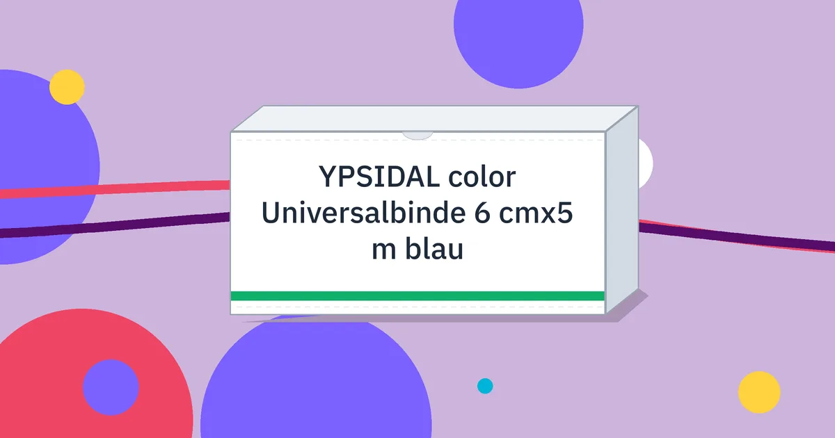 Symbolbild: Packung mit der Aufschrift YPSIDAL color Universalbinde 6 cmx5 m blau (PZN 12604619) – Verfügbarkeit und Bezug in Apotheken in Frankfurt am Main
