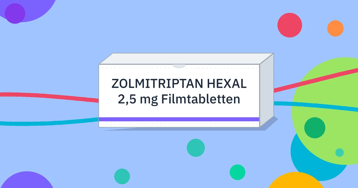Symbolbild: Packung mit der Aufschrift ZOLMITRIPTAN HEXAL 2,5 mg Filmtabletten (PZN 09335185) – Verfügbarkeit und Bezug in Apotheken in Frankfurt am Main
