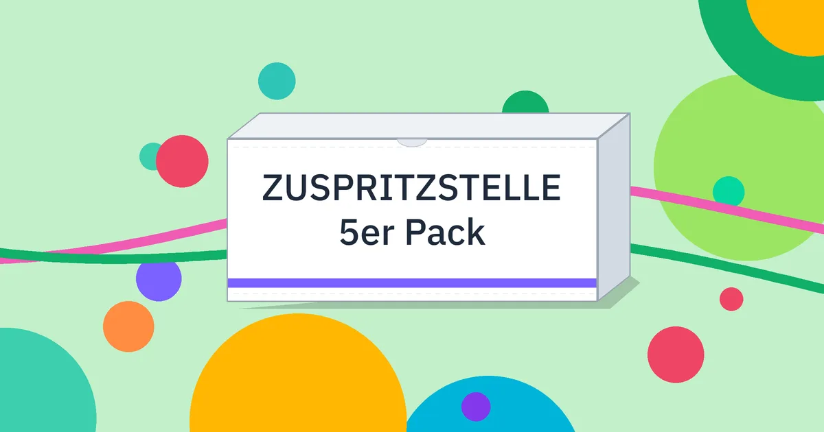 Symbolbild: Packung mit der Aufschrift ZUSPRITZSTELLE 5er Pack (PZN 13724277) – Verfügbarkeit und Bezug in Apotheken in Frankfurt am Main