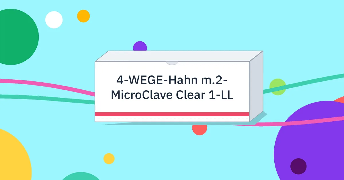Symbolbild: Packung mit der Aufschrift 4-WEGE-Hahn m.2-MicroClave Clear 1-LL (PZN 19515356) – Verfügbarkeit und Bezug in Apotheken in Frankfurt am Main