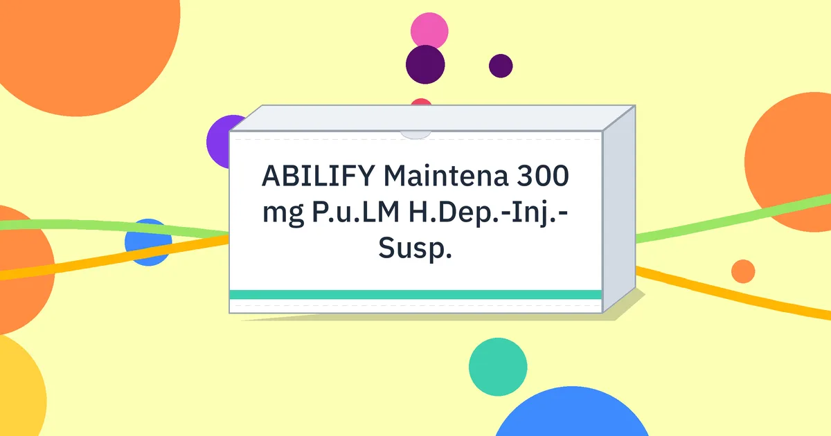 Symbolbild: Packung mit der Aufschrift ABILIFY Maintena 300 mg P.u.LM H.Dep.-Inj.-Susp. (PZN 18719967) – Verfügbarkeit und Bezug in Apotheken in Frankfurt am Main