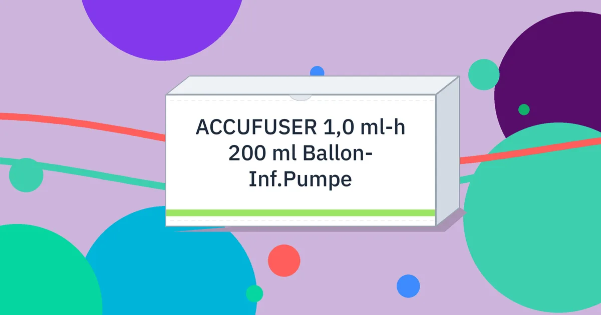 Symbolbild: Packung mit der Aufschrift ACCUFUSER 1,0 ml-h 200 ml Ballon-Inf.Pumpe (PZN 16876697) – Verfügbarkeit und Bezug in Apotheken in Frankfurt am Main
