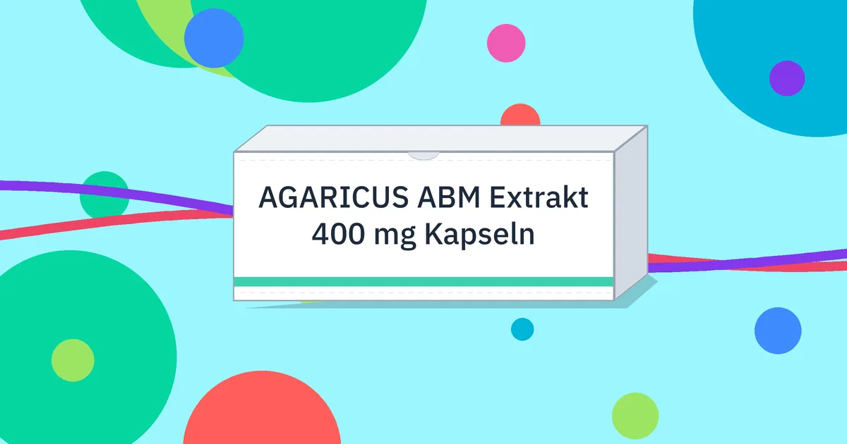 Symbolbild: Packung mit der Aufschrift AGARICUS ABM Extrakt 400 mg Kapseln (PZN 09667697) – Verfügbarkeit und Bezug in Apotheken in Frankfurt am Main