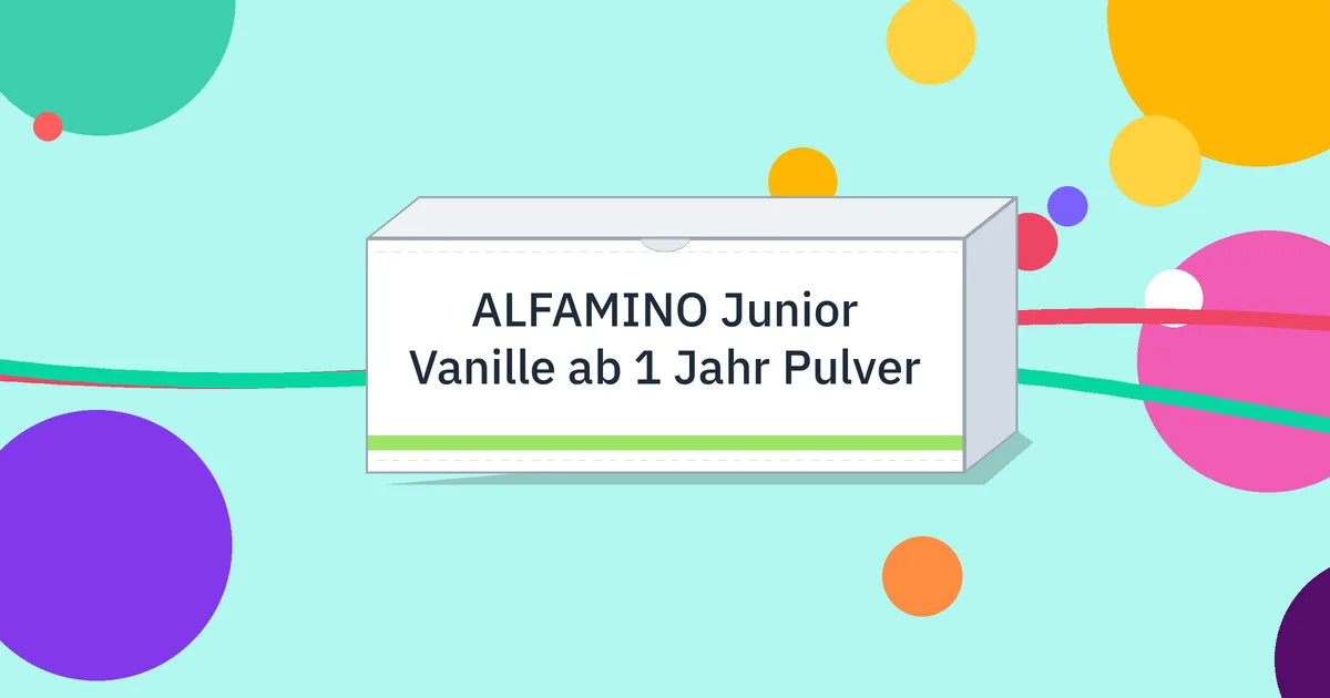 Symbolbild: Packung mit der Aufschrift ALFAMINO Junior Vanille ab 1 Jahr Pulver (PZN 19114108) – Verfügbarkeit und Bezug in Apotheken in Frankfurt am Main