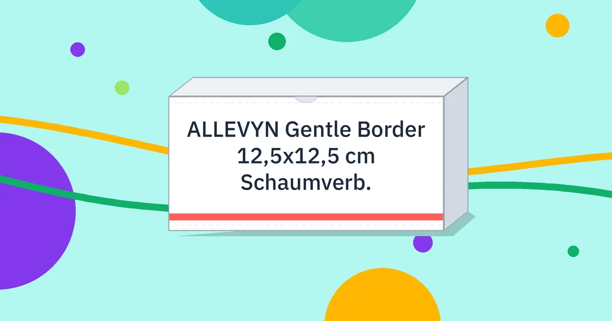 Symbolbild: Packung mit der Aufschrift ALLEVYN Gentle Border 12,5x12,5 cm Schaumverb. (PZN 19697995) – Verfügbarkeit und Bezug in Apotheken in Frankfurt am Main