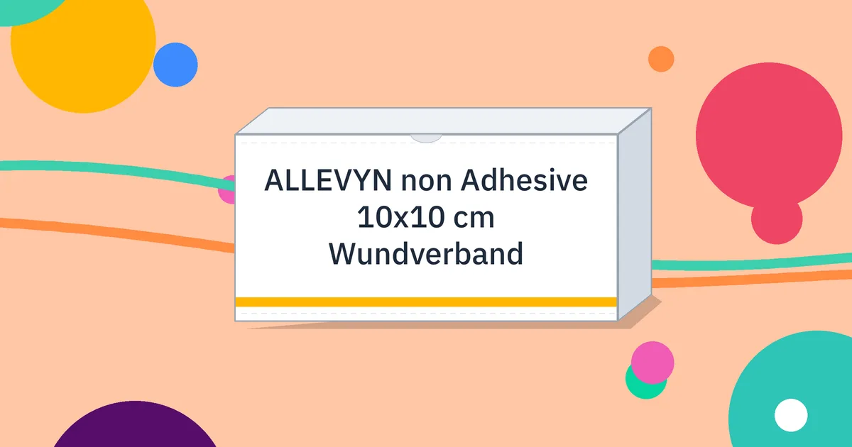Symbolbild: Packung mit der Aufschrift ALLEVYN non Adhesive 10x10 cm Wundverband (PZN 09325293) – Verfügbarkeit und Bezug in Apotheken in Frankfurt am Main