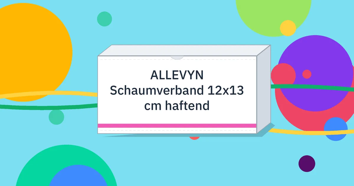 Symbolbild: Packung mit der Aufschrift ALLEVYN Schaumverband 12x13 cm haftend (PZN 17815545) – Verfügbarkeit und Bezug in Apotheken in Frankfurt am Main