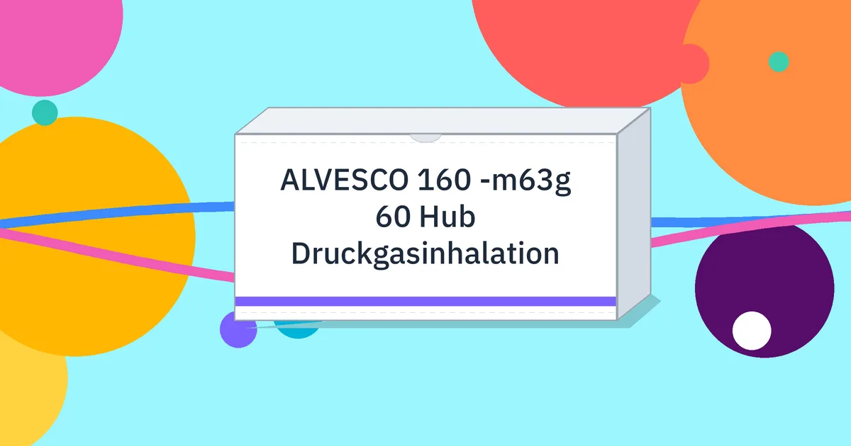 Symbolbild: Packung mit der Aufschrift ALVESCO 160 -m63g 60 Hub Druckgasinhalation (PZN 03895463) – Verfügbarkeit und Bezug in Apotheken in Frankfurt am Main
