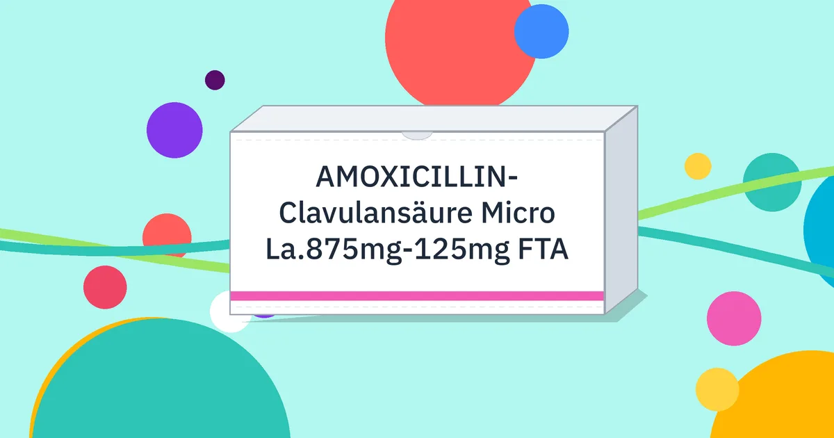 Symbolbild: Packung mit der Aufschrift AMOXICILLIN-Clavulansäure Micro La.875mg-125mg FTA (PZN 14334383) – Verfügbarkeit und Bezug in Apotheken in Frankfurt am Main