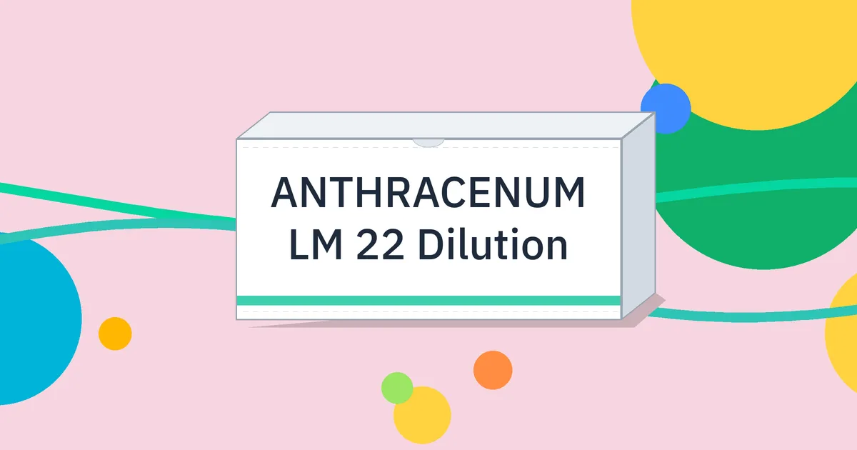 Symbolbild: Packung mit der Aufschrift ANTHRACENUM LM 22 Dilution (PZN 13370419) – Verfügbarkeit und Bezug in Apotheken in Frankfurt am Main