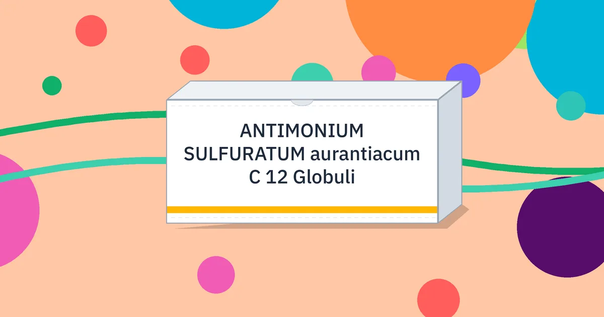 Symbolbild: Packung mit der Aufschrift ANTIMONIUM SULFURATUM aurantiacum C 12 Globuli (PZN 19719219) – Verfügbarkeit und Bezug in Apotheken in Frankfurt am Main