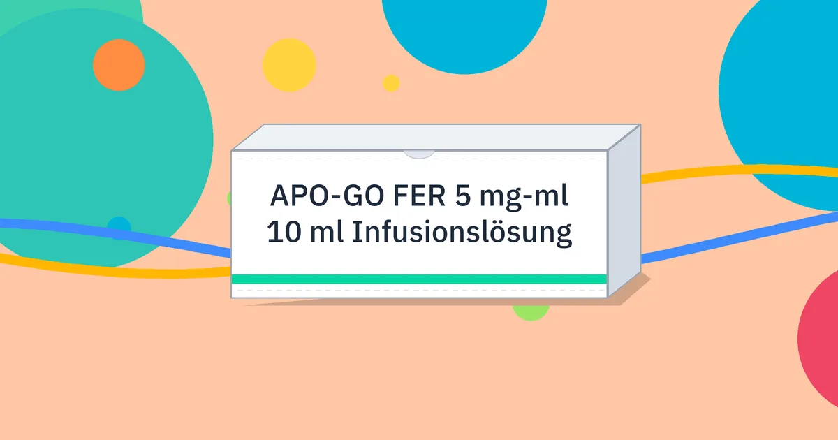 Symbolbild: Packung mit der Aufschrift APO-GO FER 5 mg-ml 10 ml Infusionslösung (PZN 11710650) – Verfügbarkeit und Bezug in Apotheken in Frankfurt am Main