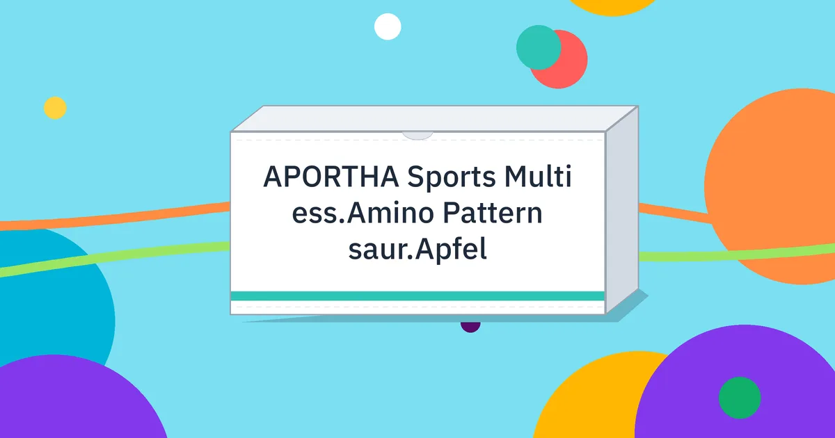 Symbolbild: Packung mit der Aufschrift APORTHA Sports Multi ess.Amino Pattern saur.Apfel (PZN 17621255) – Verfügbarkeit und Bezug in Apotheken in Frankfurt am Main