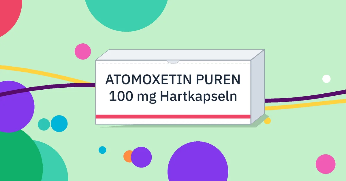 Symbolbild: Packung mit der Aufschrift ATOMOXETIN PUREN 100 mg Hartkapseln (PZN 14375761) – Verfügbarkeit und Bezug in Apotheken in Frankfurt am Main