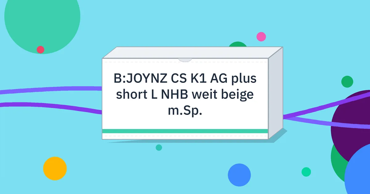 Symbolbild: Packung mit der Aufschrift B:JOYNZ CS K1 AG plus short L NHB weit beige m.Sp. (PZN 20535401) – Verfügbarkeit und Bezug in Apotheken in Frankfurt am Main