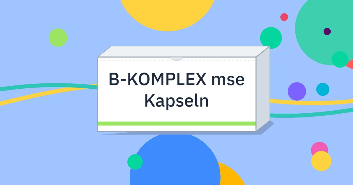 Symbolbild: Packung mit der Aufschrift B-KOMPLEX mse Kapseln (PZN 12418696) – Verfügbarkeit und Bezug in Apotheken in Frankfurt am Main