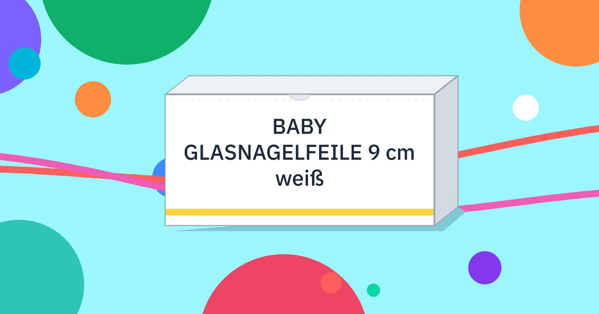 Symbolbild: Packung mit der Aufschrift BABY GLASNAGELFEILE 9 cm weiß (PZN 17288442) – Verfügbarkeit und Bezug in Apotheken in Frankfurt am Main