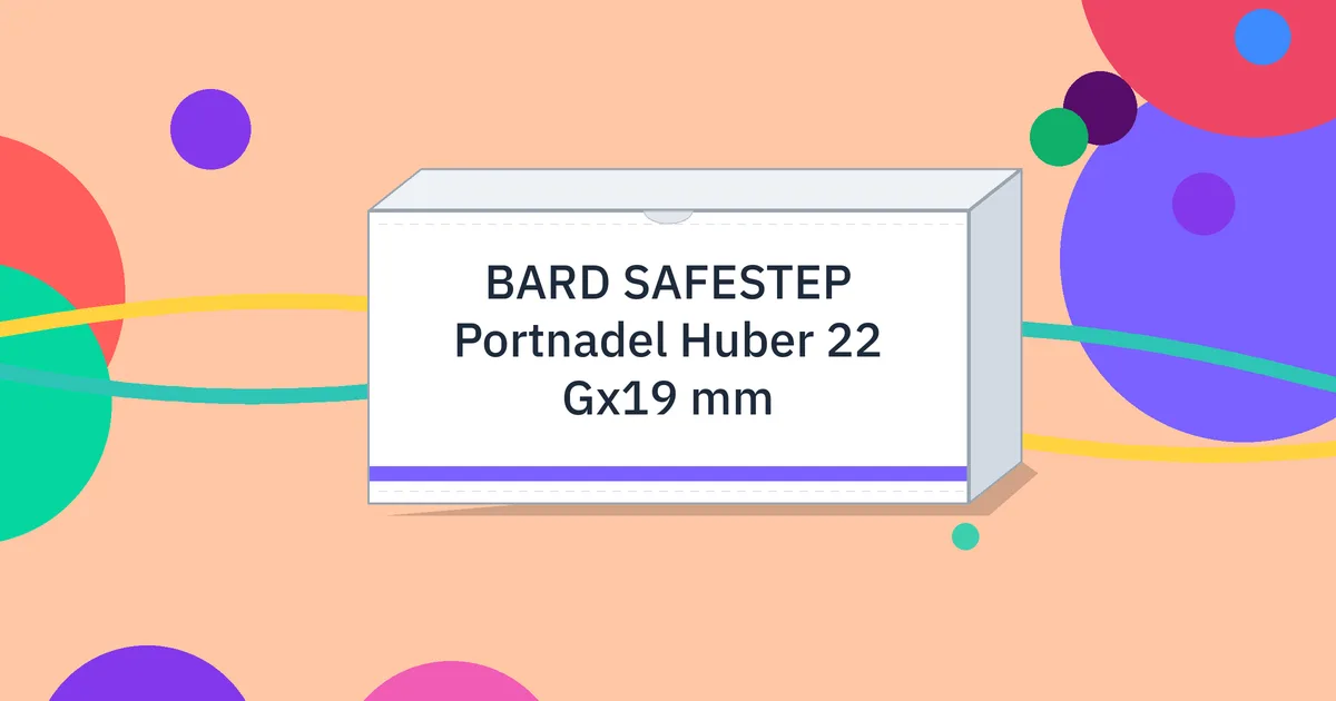 Symbolbild: Packung mit der Aufschrift BARD SAFESTEP Portnadel Huber 22 Gx19 mm (PZN 17296223) – Verfügbarkeit und Bezug in Apotheken in Frankfurt am Main