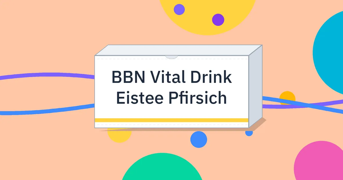 Symbolbild: Packung mit der Aufschrift BBN Vital Drink Eistee Pfirsich (PZN 16760960) – Verfügbarkeit und Bezug in Apotheken in Frankfurt am Main