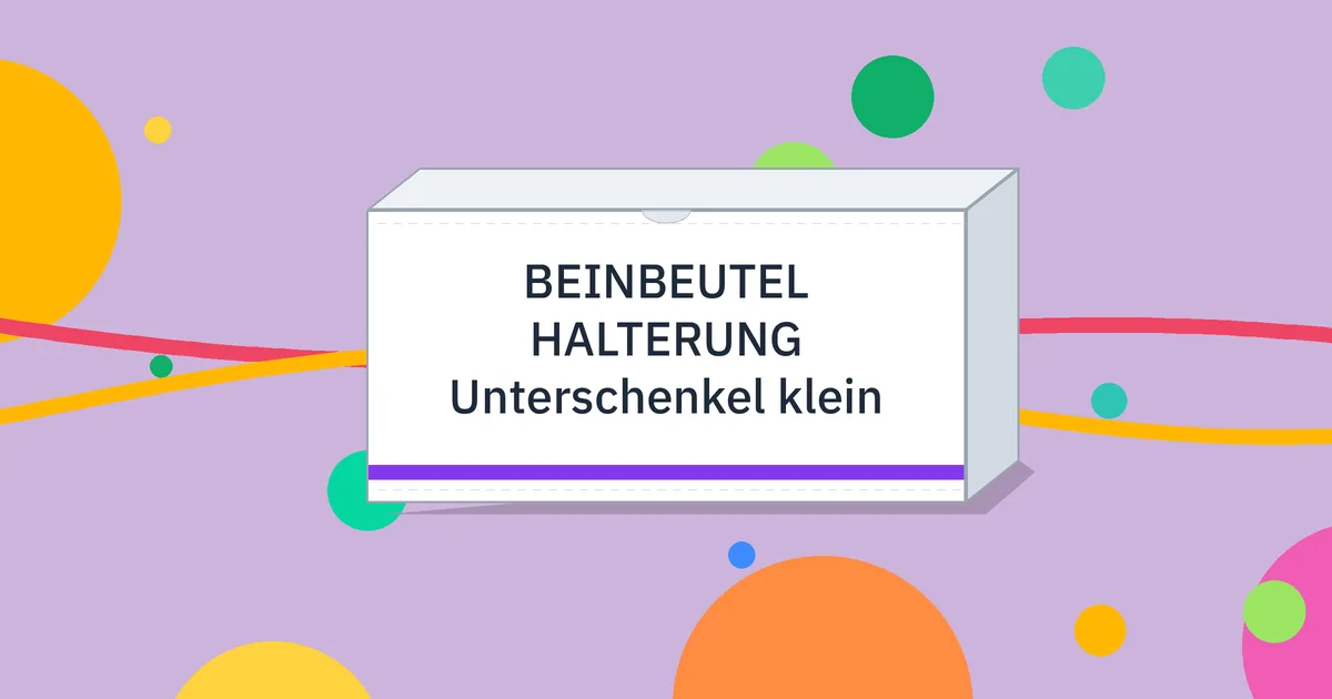 Symbolbild: Packung mit der Aufschrift BEINBEUTEL HALTERUNG Unterschenkel klein (PZN 03688422) – Verfügbarkeit und Bezug in Apotheken in Frankfurt am Main