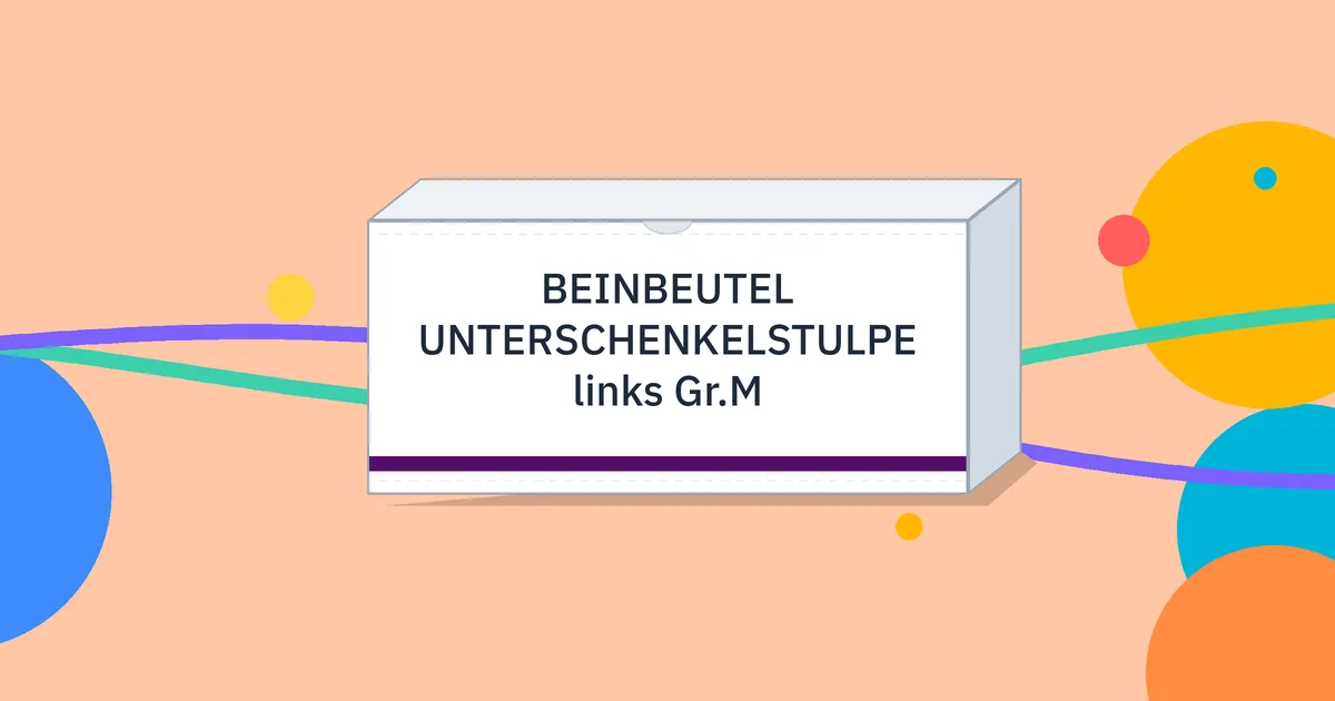 Symbolbild: Packung mit der Aufschrift BEINBEUTEL UNTERSCHENKELSTULPE links Gr.M (PZN 18201733) – Verfügbarkeit und Bezug in Apotheken in Frankfurt am Main