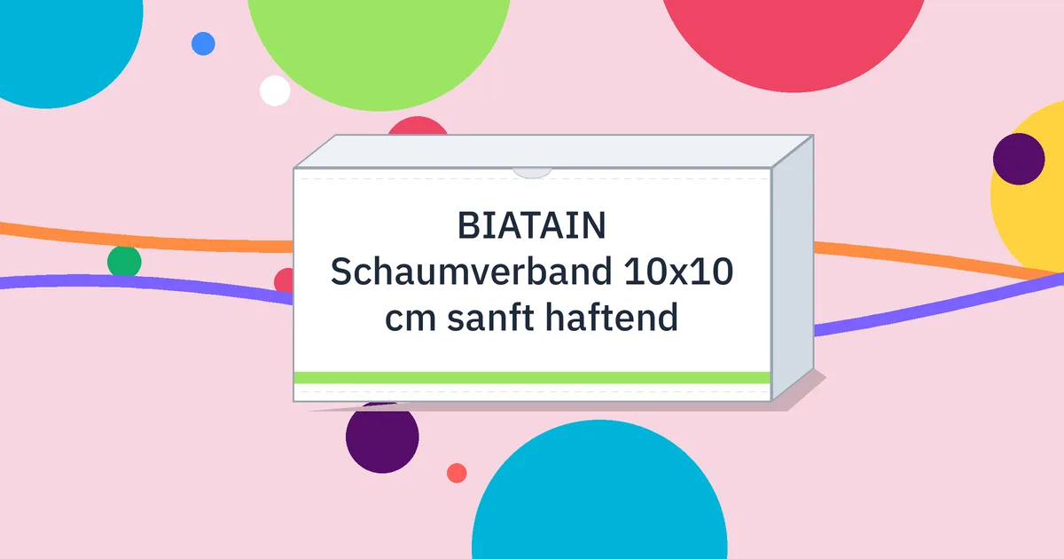 Symbolbild: Packung mit der Aufschrift BIATAIN Schaumverband 10x10 cm sanft haftend (PZN 18125297) – Verfügbarkeit und Bezug in Apotheken in Frankfurt am Main