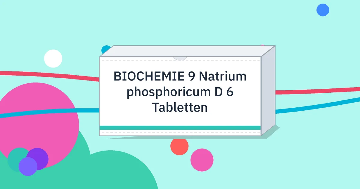 Symbolbild: Packung mit der Aufschrift BIOCHEMIE 9 Natrium phosphoricum D 6 Tabletten (PZN 01073774) – Verfügbarkeit und Bezug in Apotheken in Frankfurt am Main