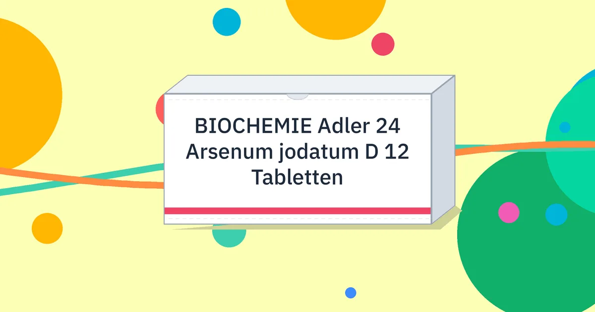 Symbolbild: Packung mit der Aufschrift BIOCHEMIE Adler 24 Arsenum jodatum D 12 Tabletten (PZN 02730518) – Verfügbarkeit und Bezug in Apotheken in Frankfurt am Main