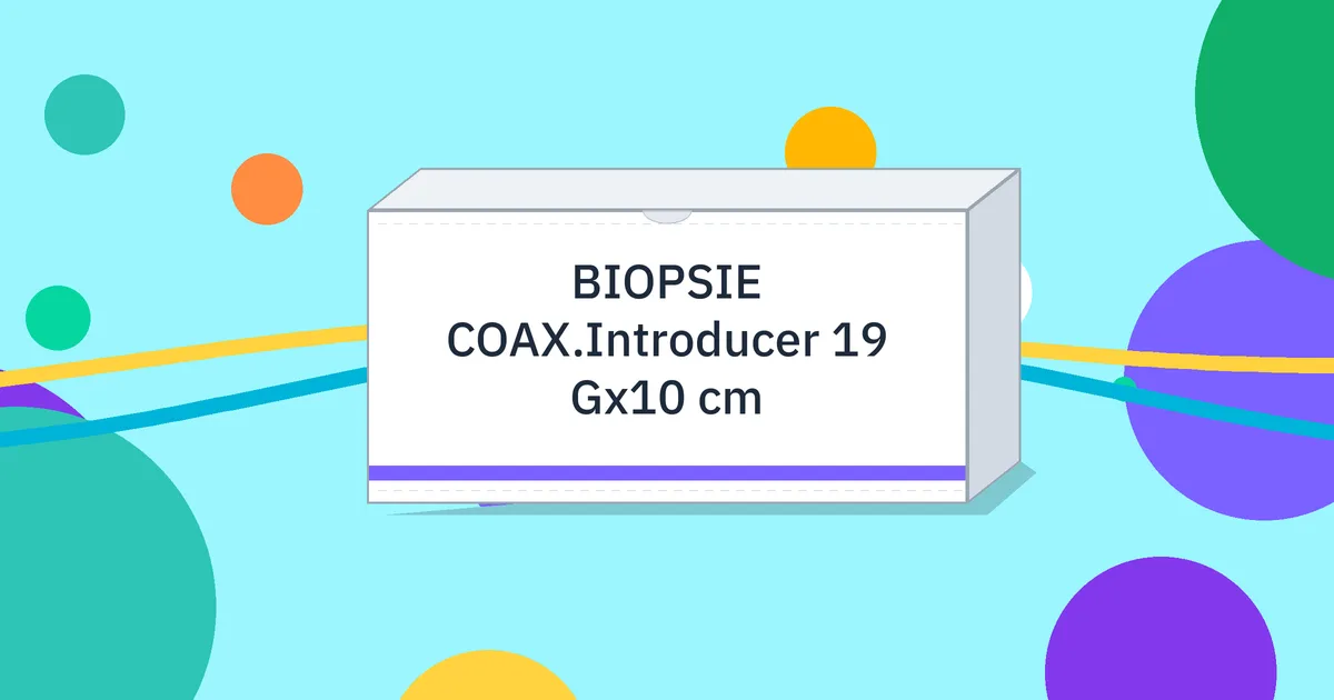Symbolbild: Packung mit der Aufschrift BIOPSIE COAX.Introducer 19 Gx10 cm (PZN 18763862) – Verfügbarkeit und Bezug in Apotheken in Frankfurt am Main