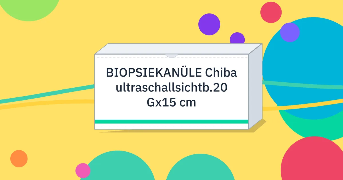 Symbolbild: Packung mit der Aufschrift BIOPSIEKANÜLE Chiba ultraschallsichtb.20 Gx15 cm (PZN 02350081) – Verfügbarkeit und Bezug in Apotheken in Frankfurt am Main