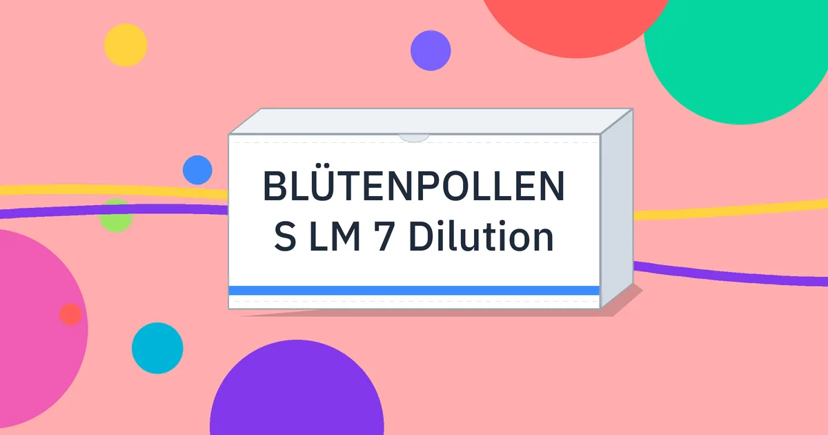 Symbolbild: Packung mit der Aufschrift BLÜTENPOLLEN S LM 7 Dilution (PZN 12795134) – Verfügbarkeit und Bezug in Apotheken in Frankfurt am Main