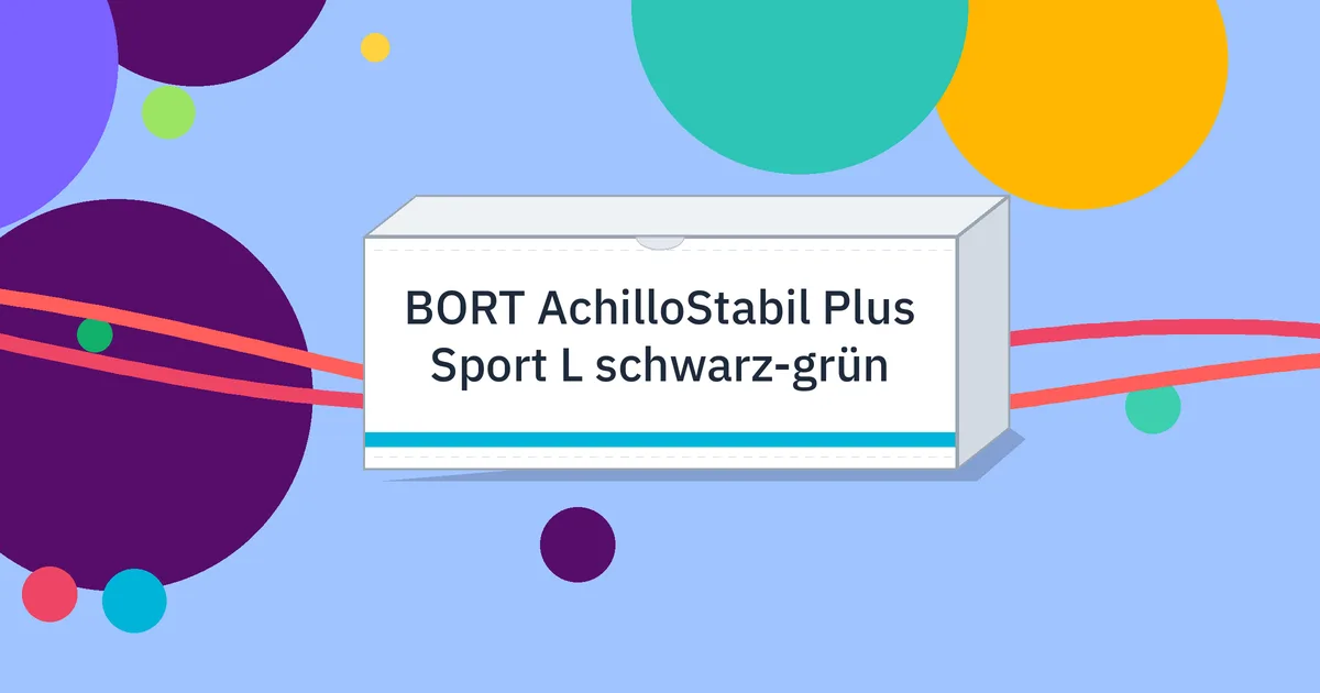 Symbolbild: Packung mit der Aufschrift BORT AchilloStabil Plus Sport L schwarz-grün (PZN 10207618) – Verfügbarkeit und Bezug in Apotheken in Frankfurt am Main